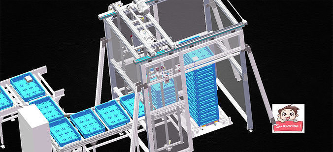 industrial 3D model Plastic Tray Stacking Machine 3D model | CGTrader