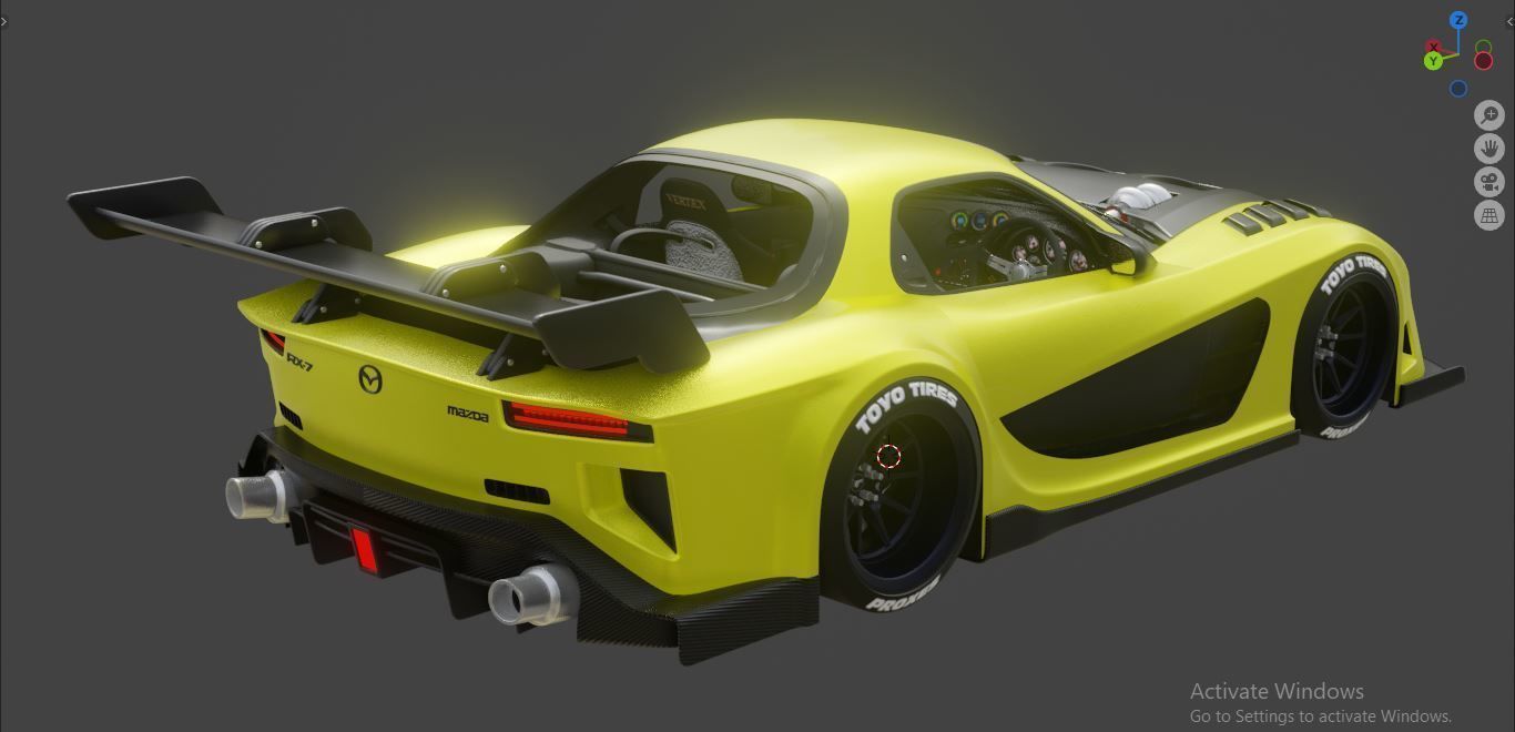 Veilside RX 7 4 Rotor Twin Turbo Engine 3D model | CGTrader