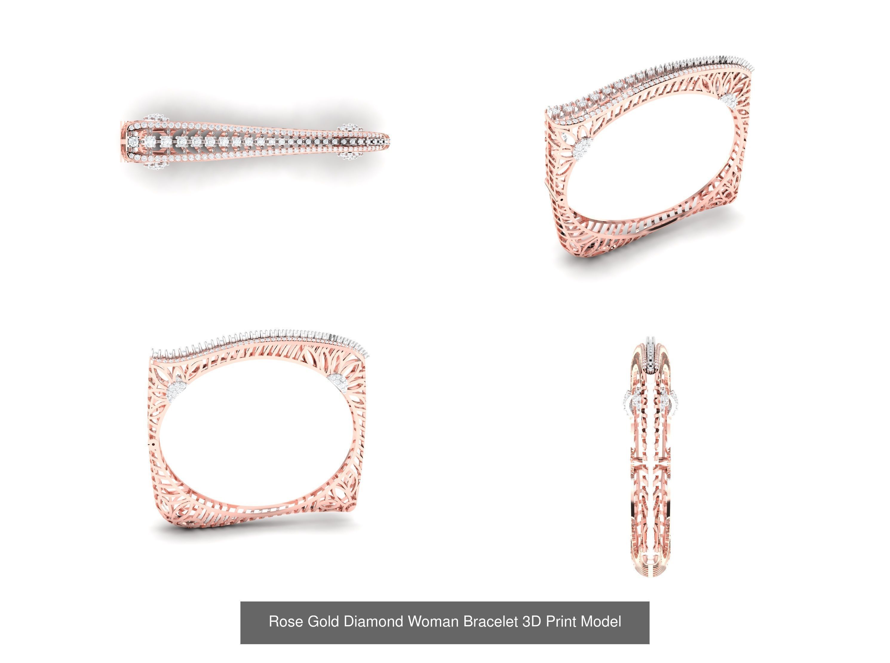 Rose Gold Diamond Woman Bracelets 3D Print Model 3D Model Collection ...