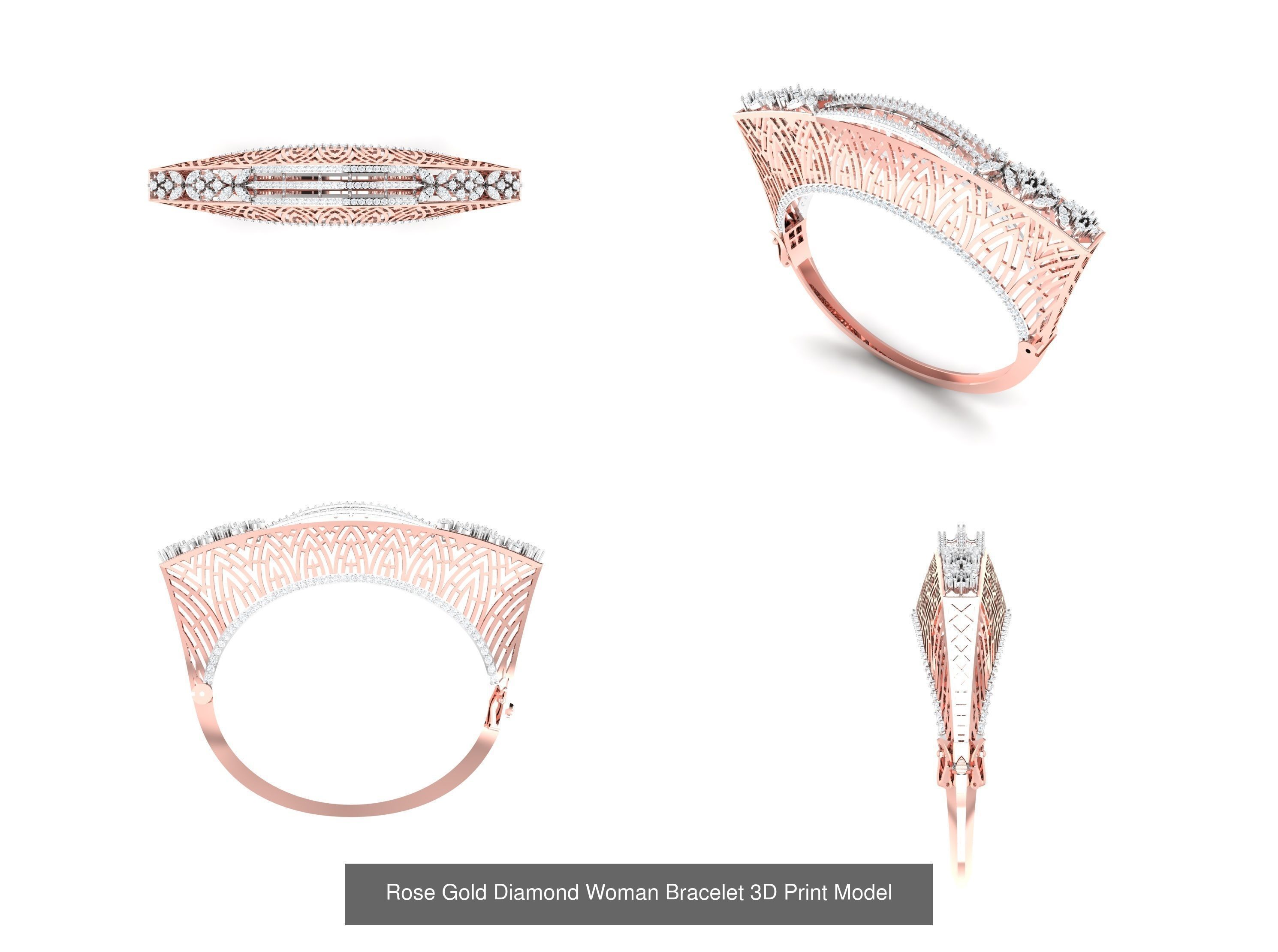 Rose Gold Diamond Woman Bracelets 3D Print Model 3D Model Collection ...