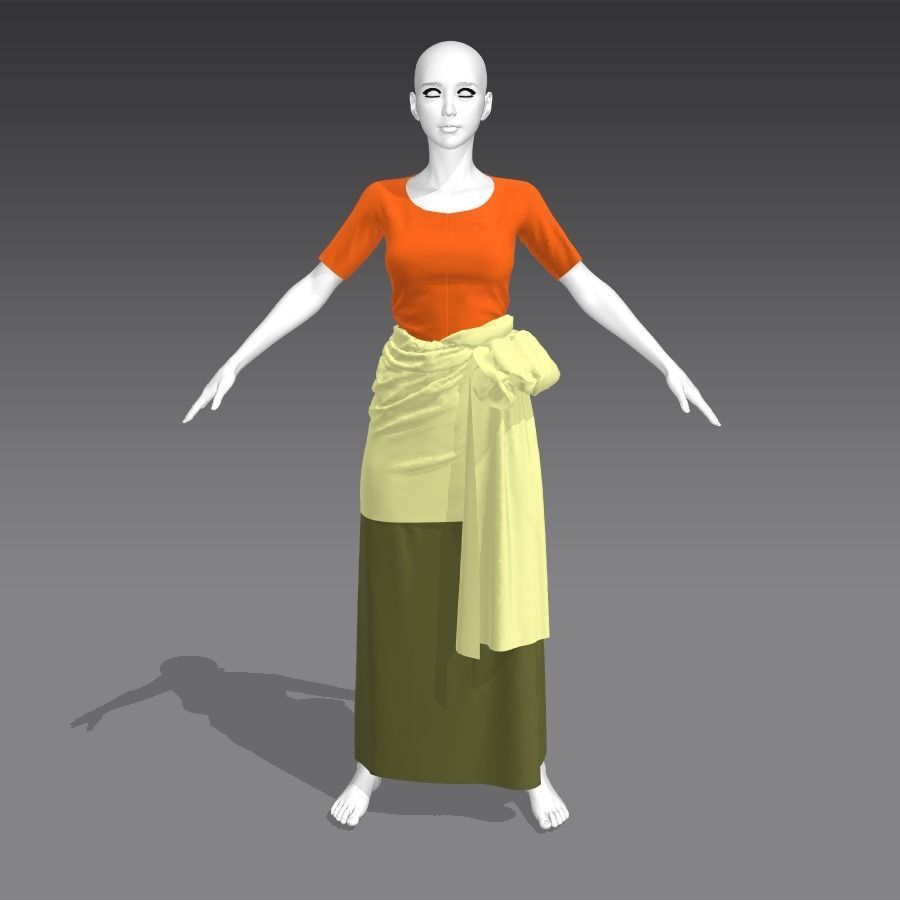Manipur Indian Traditional Dress 2 3D model 3D model | CGTrader
