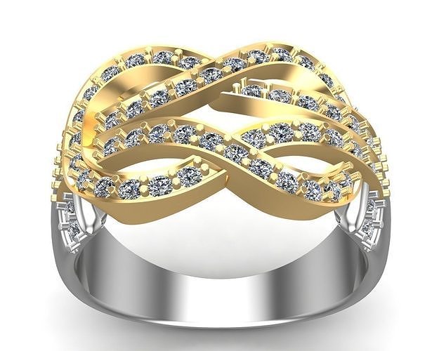 Diamonds Bend Ring 3D model 3D printable | CGTrader