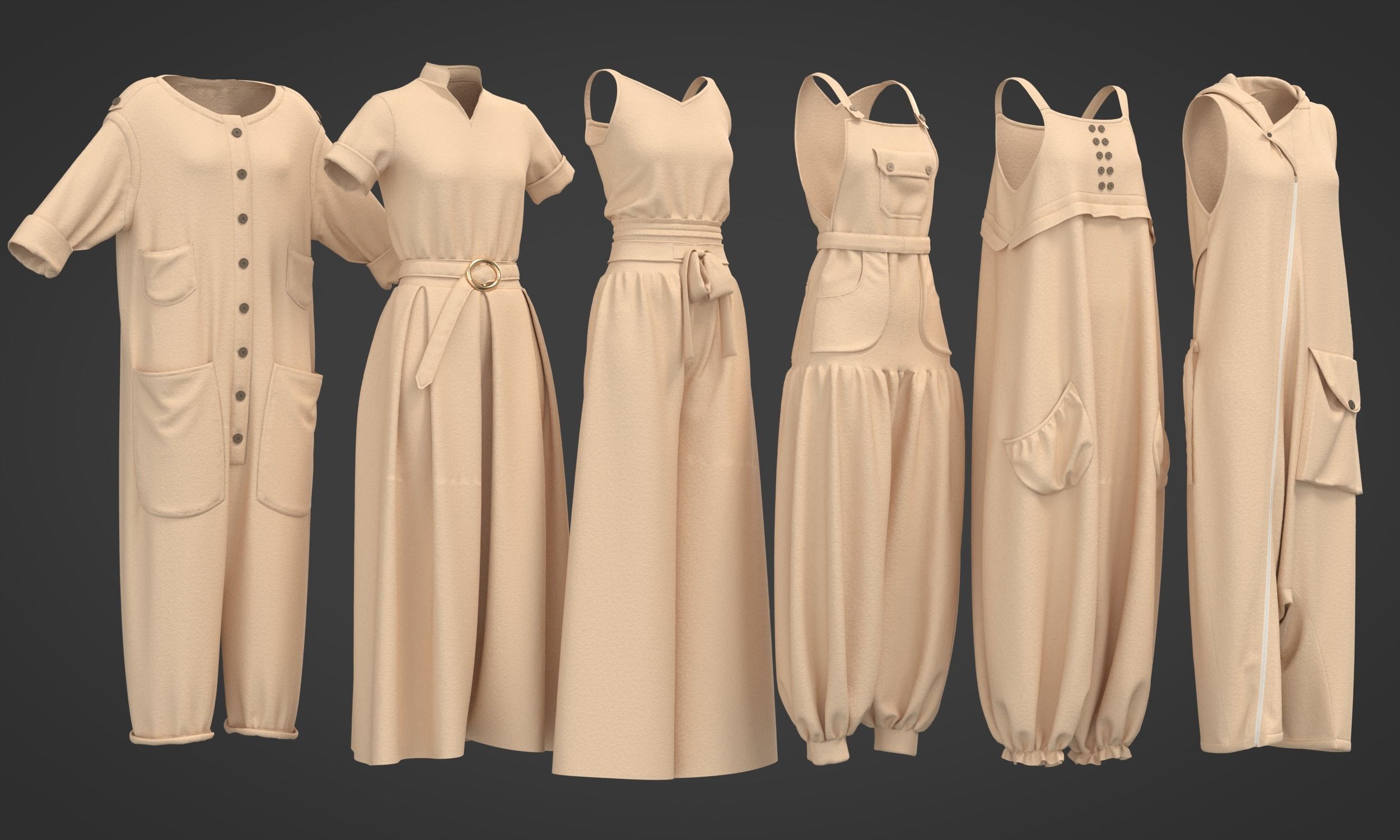 7 Women Long Jumpsuit 3D model | CGTrader