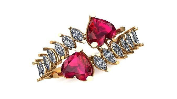 DIAMOND RING WITH RUBY 3D model 3D printable | CGTrader