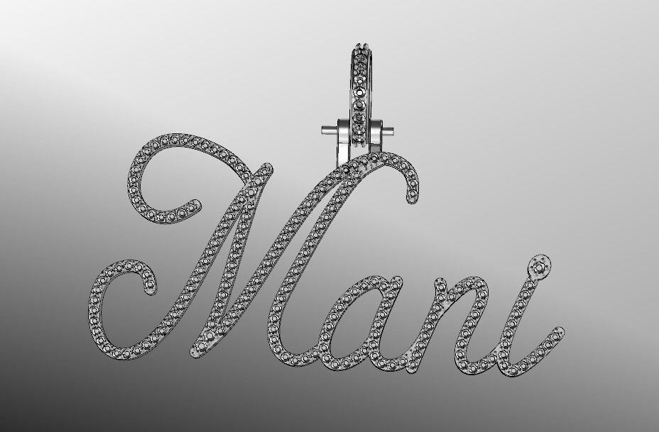 Model 1081 Mani Name Plate Diamond Pendant 3D model 3D printable | CGTrader