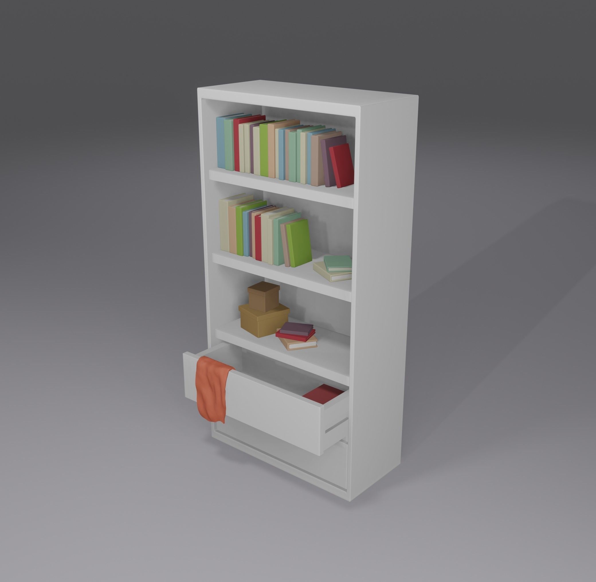 3D model Low Poly Book Shelf VR / AR / low-poly | CGTrader