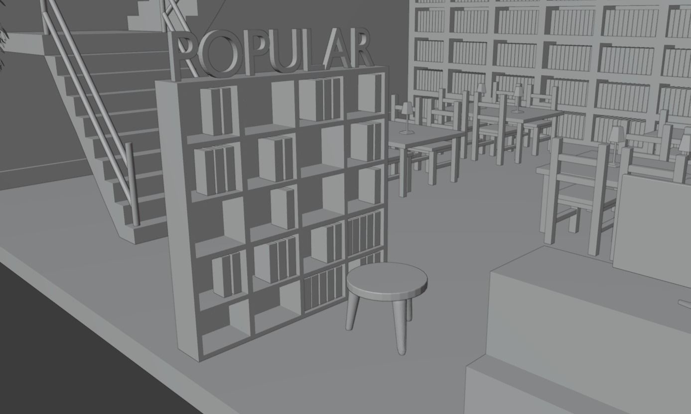 3D model Low Poly Library 001 VR / AR / low-poly | CGTrader