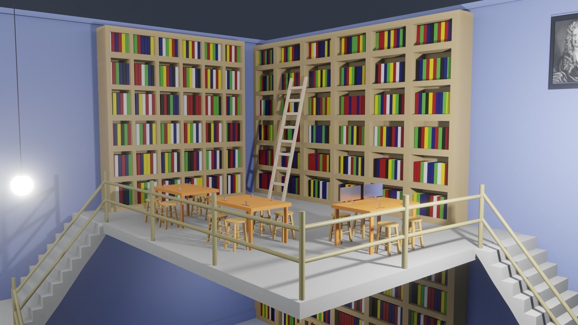 3D model Low Poly Library 001 VR / AR / low-poly | CGTrader