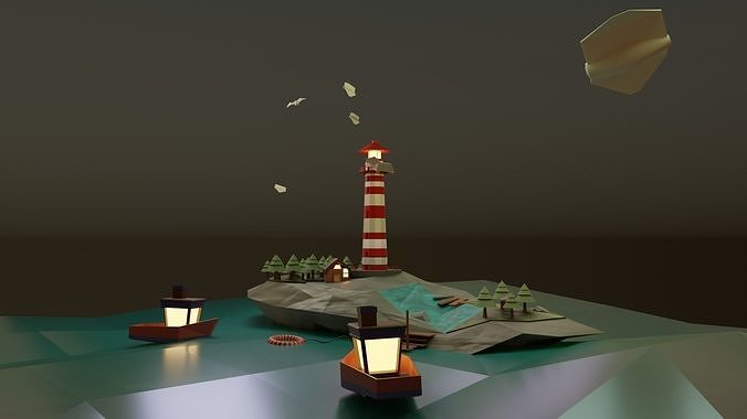 3D model Lighthouse Diorama 001 VR / AR / low-poly | CGTrader