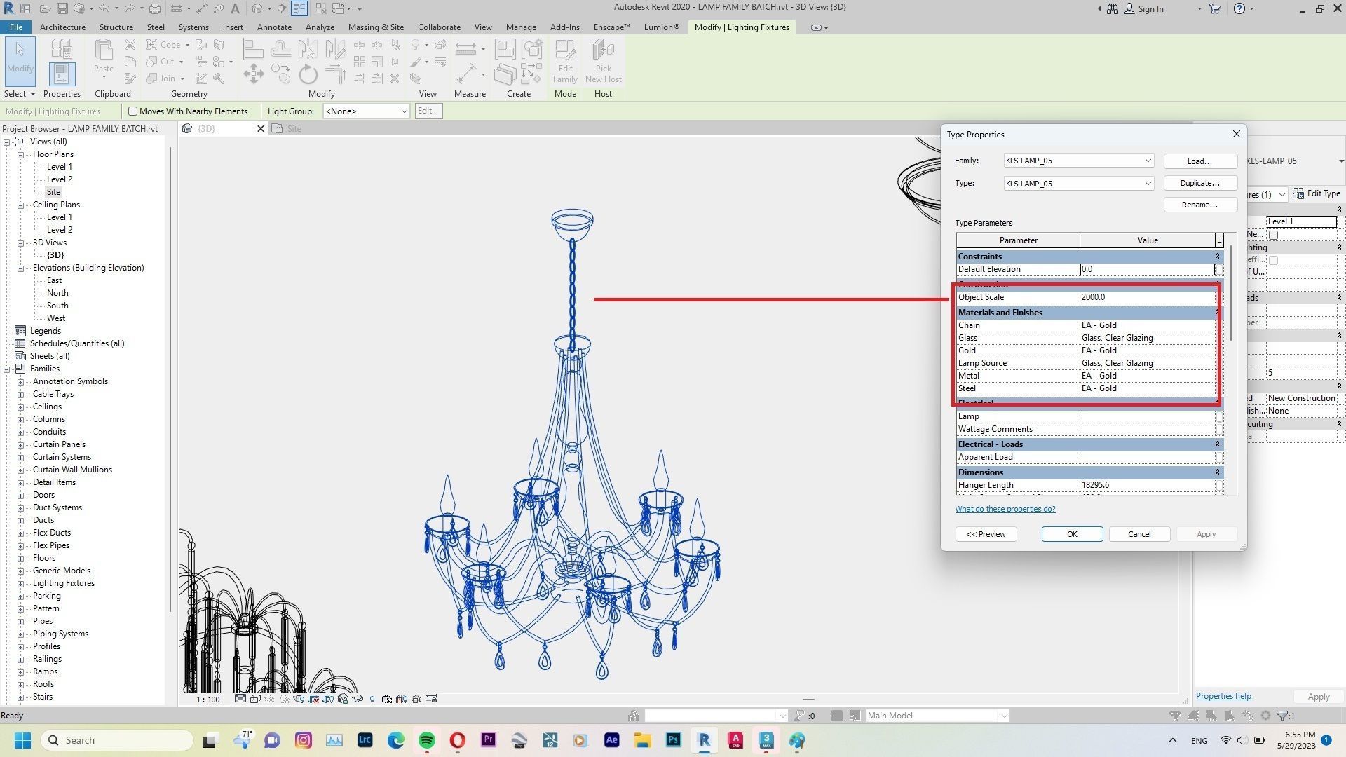 Lamp - Case - Hanging - Chandelier - Revit Family Interior 3D model ...