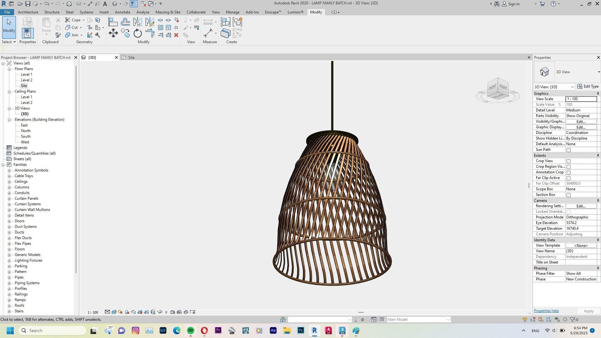 Lamp - Case - Hanging - Chandelier - Revit Family Interior 3D model ...