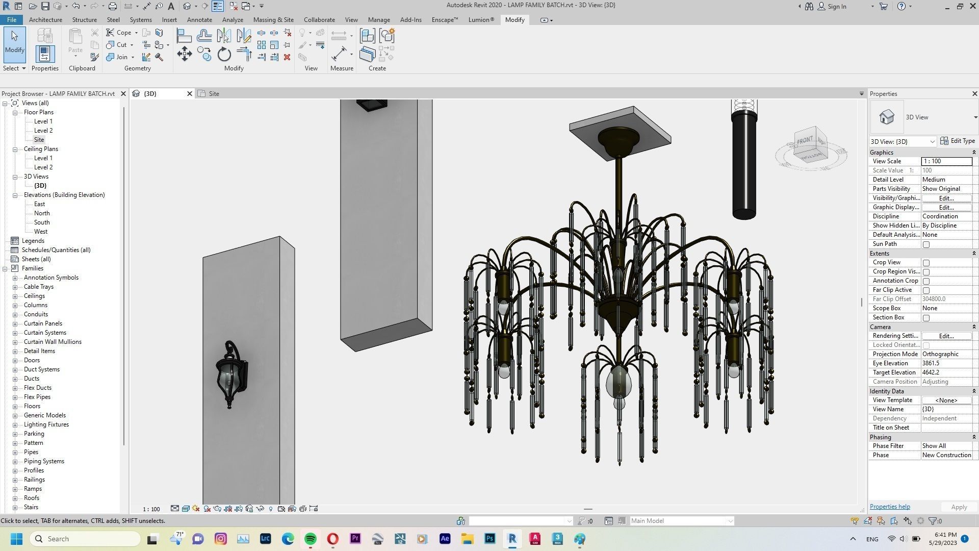 Lamp - Case - Hanging - Chandelier - Revit Family Interior 3D model ...