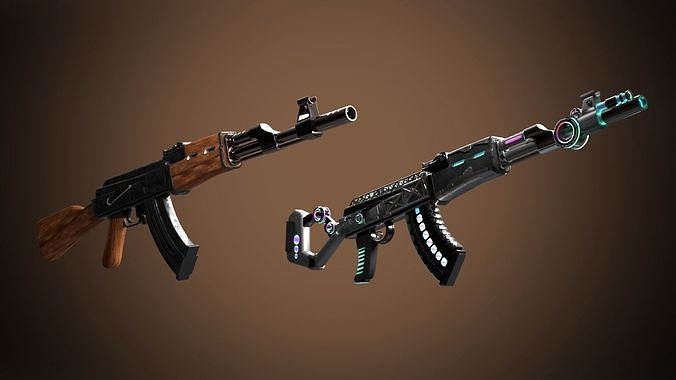 3D model Sci-fi Classic AK rifles 3D models pack VR / AR / low-poly ...