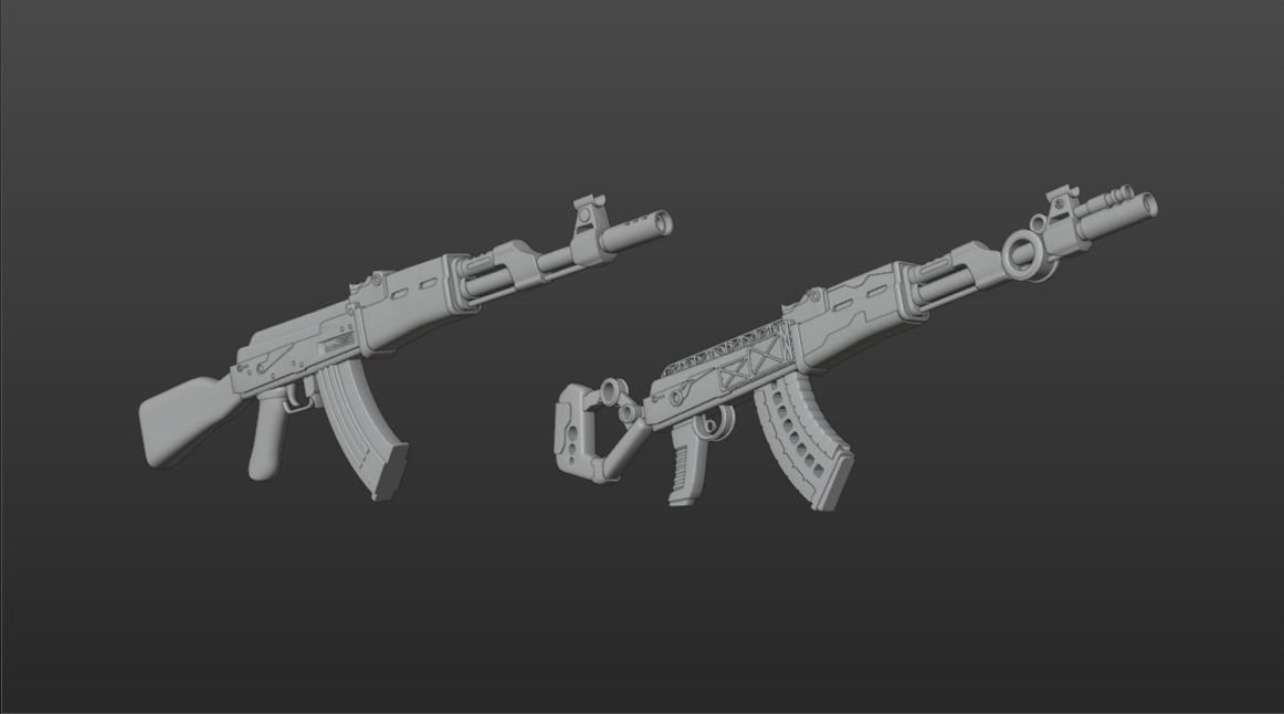 3D model Sci-fi Classic AK rifles 3D models pack VR / AR / low-poly ...