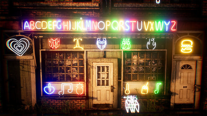 3D model Neon Signs 58 Assets VR / AR / low-poly | CGTrader