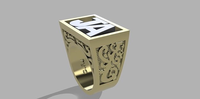 patterned blank initial ring 3D model 3D printable | CGTrader