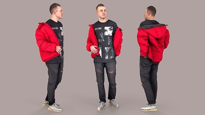 Streetwise Casual Young Man with Popped Puffer 3D model | CGTrader