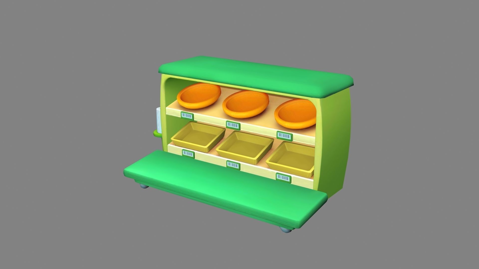 3D model Cartoon cooked food display cabinet - Packaging bags VR / AR ...