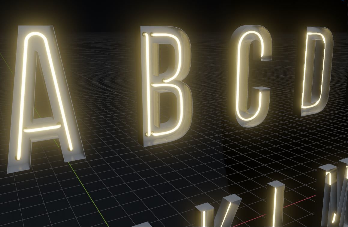 Neon Light Box Font 3D model | CGTrader