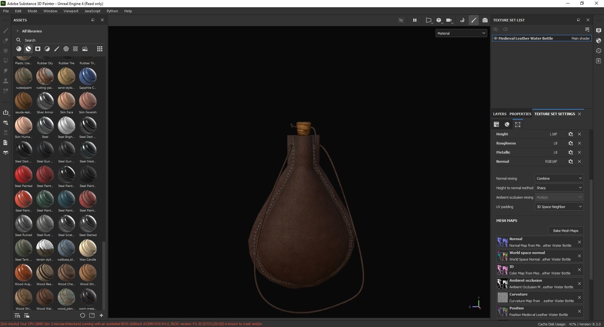 3D model Medieval Leather Water Bottle 3D Model VR / AR / low-poly ...