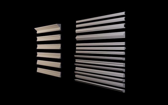 3D model Moldings Collection 3 - 20 classical moldings profiles VR / AR ...