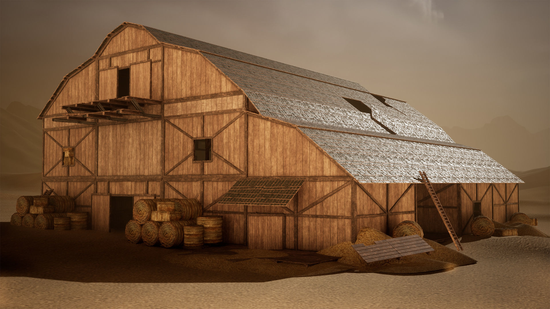 3D model Modular Western Barn 30 Assets VR / AR / low-poly | CGTrader
