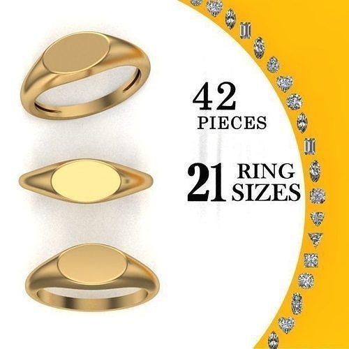 Signet Ring Oval 3D model 3D printable | CGTrader