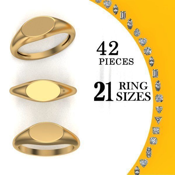 Signet Ring Oval 3D model 3D printable | CGTrader