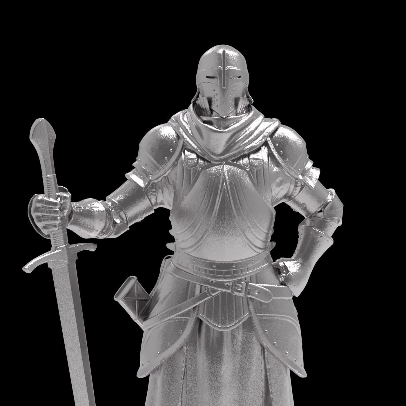 Medieval knight warrior character sculpture model armor sword 3D model ...
