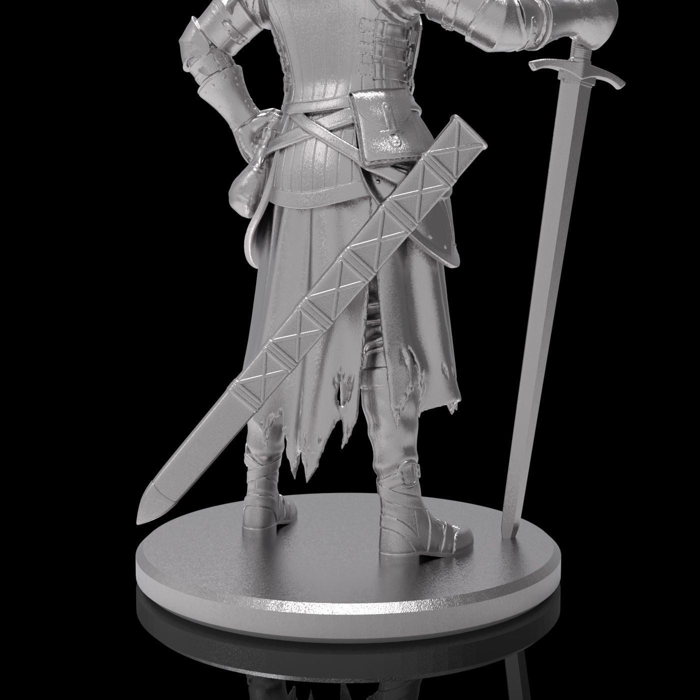 Medieval knight warrior character sculpture model armor sword 3D model ...