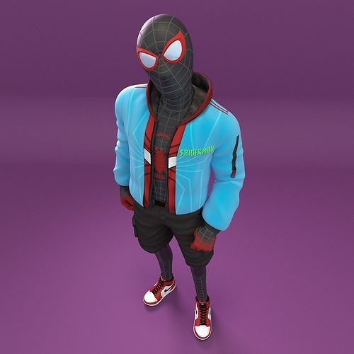 Miles Morales - Spider Man Action to Animated Maya Rig 3D Model 3D model rigged | CGTrader