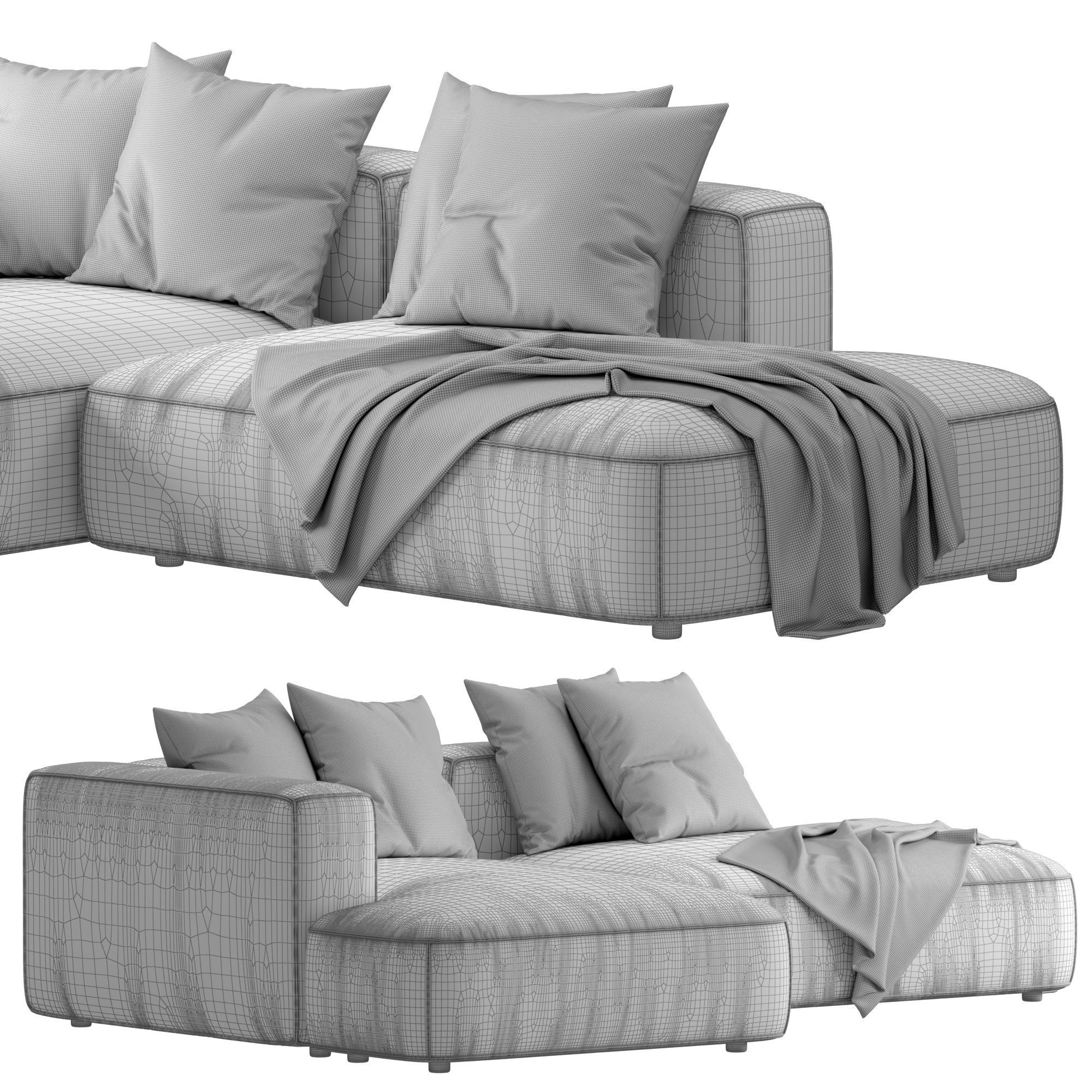 Roxen sofa velvet materials 3D model | CGTrader