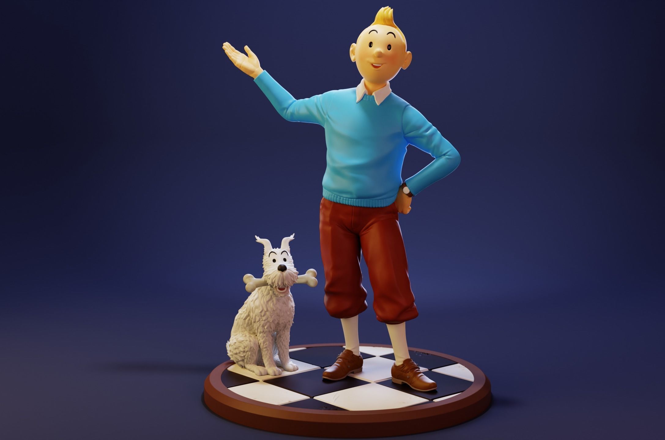TinTin and Milou welcome pose high model 3D model 3D printable | CGTrader