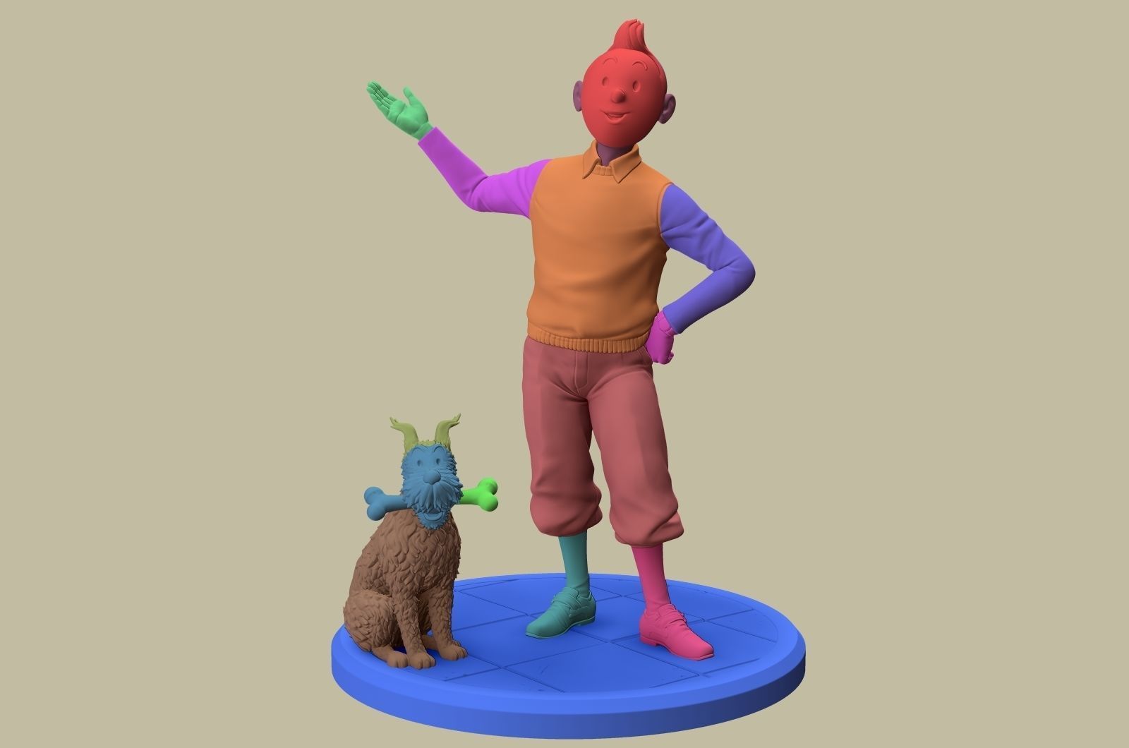 TinTin and Milou welcome pose high model 3D model 3D printable | CGTrader