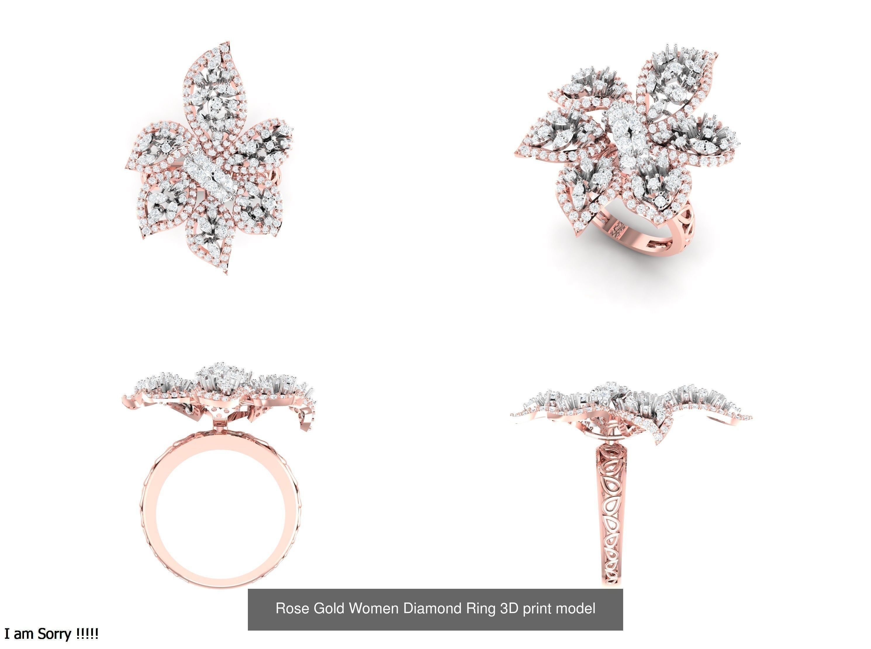 Rose Gold Women Diamond Ring Collection 3D print model | CGTrader