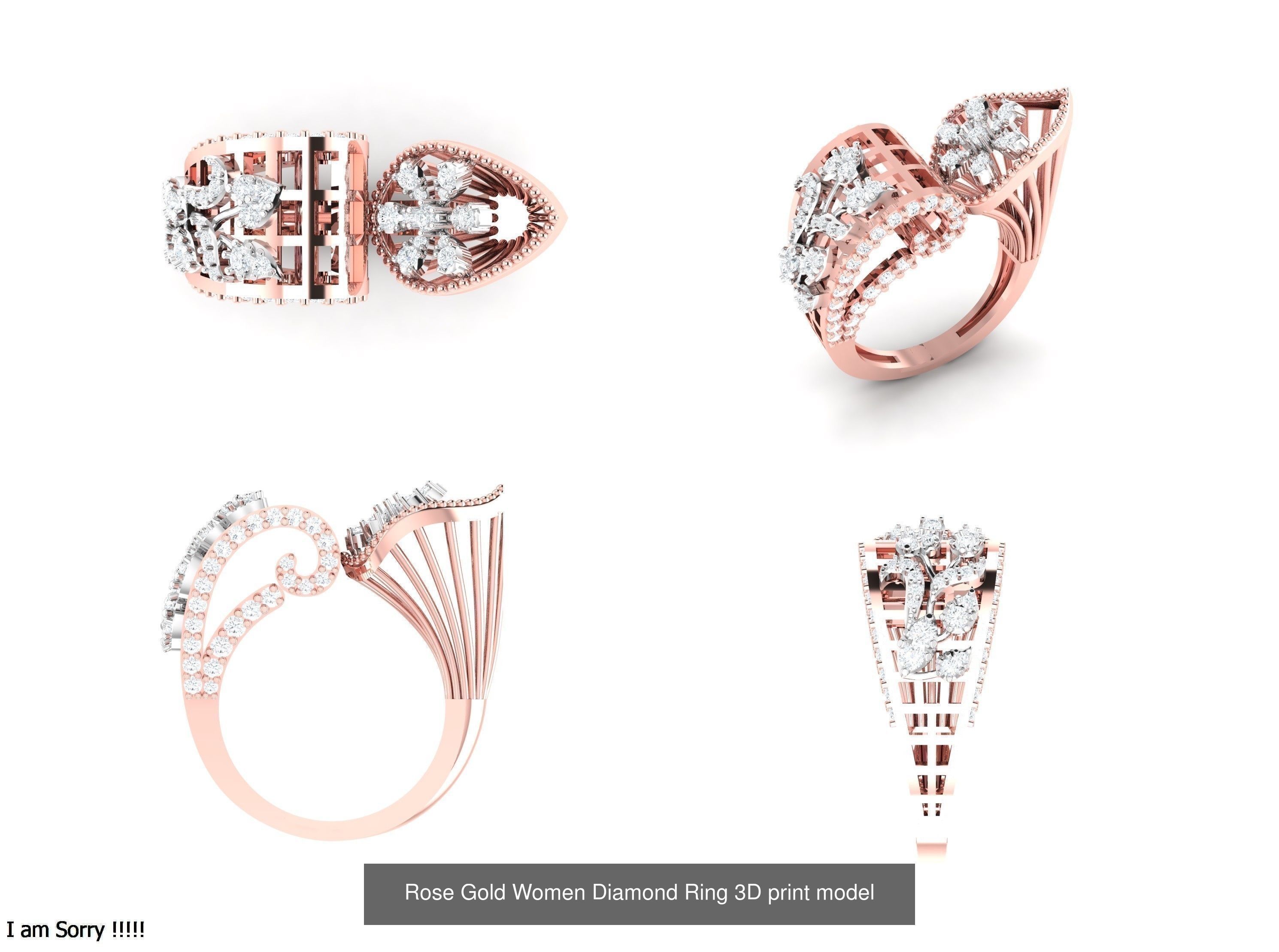 Rose Gold Women Diamond Ring Collection 3D print model | CGTrader