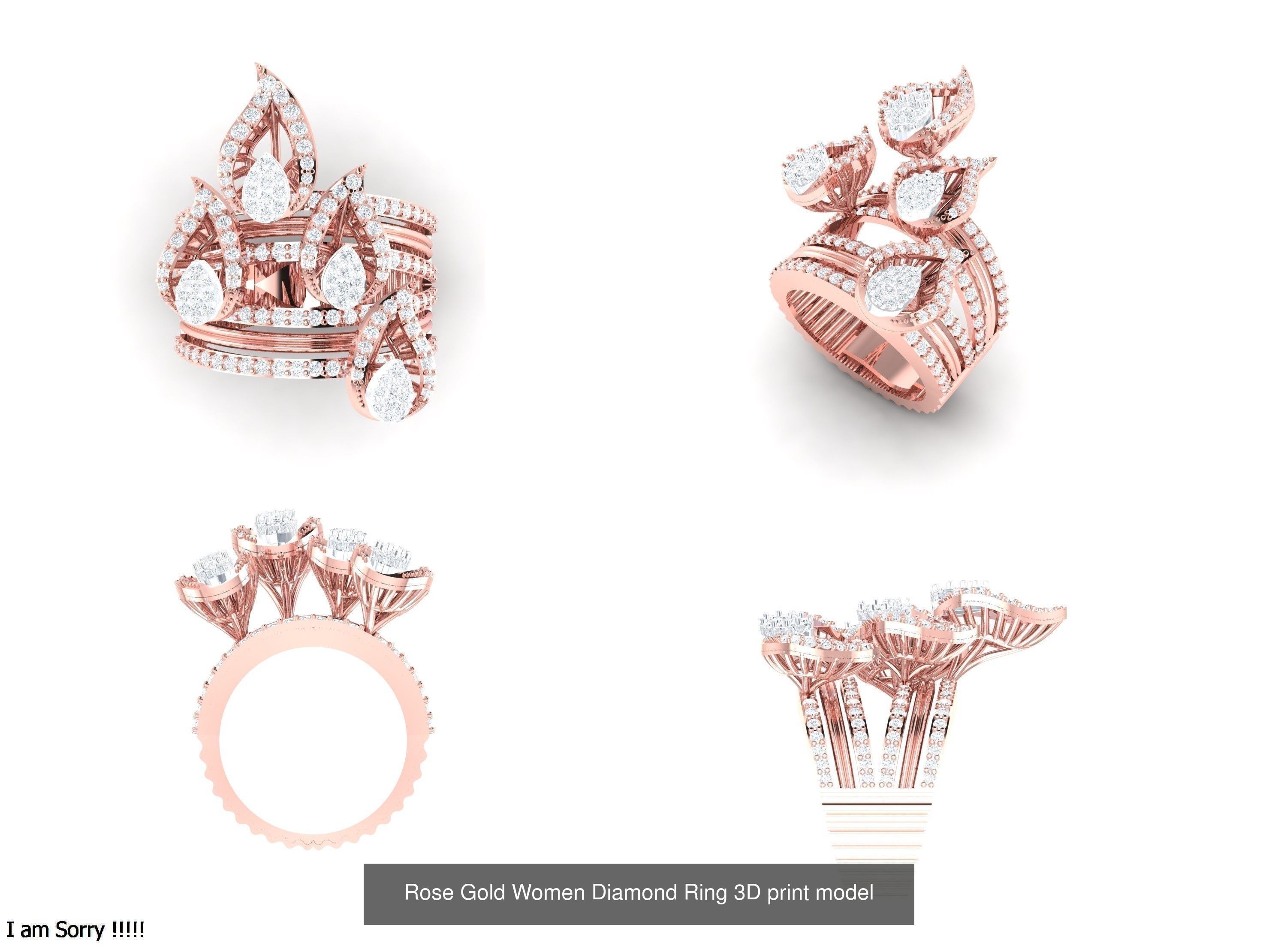 Rose Gold Women Diamond Ring Collection 3D print model | CGTrader