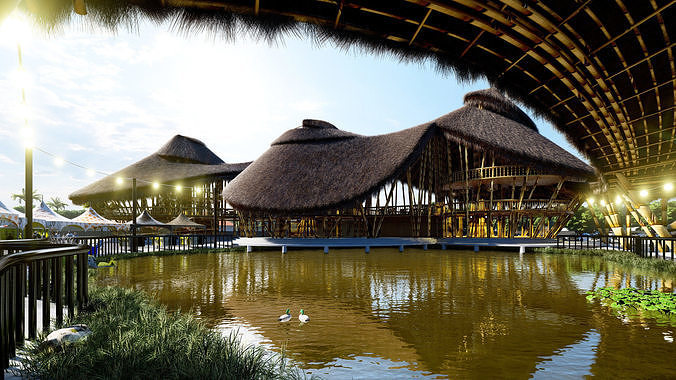 bamboo architecture 3D model | CGTrader