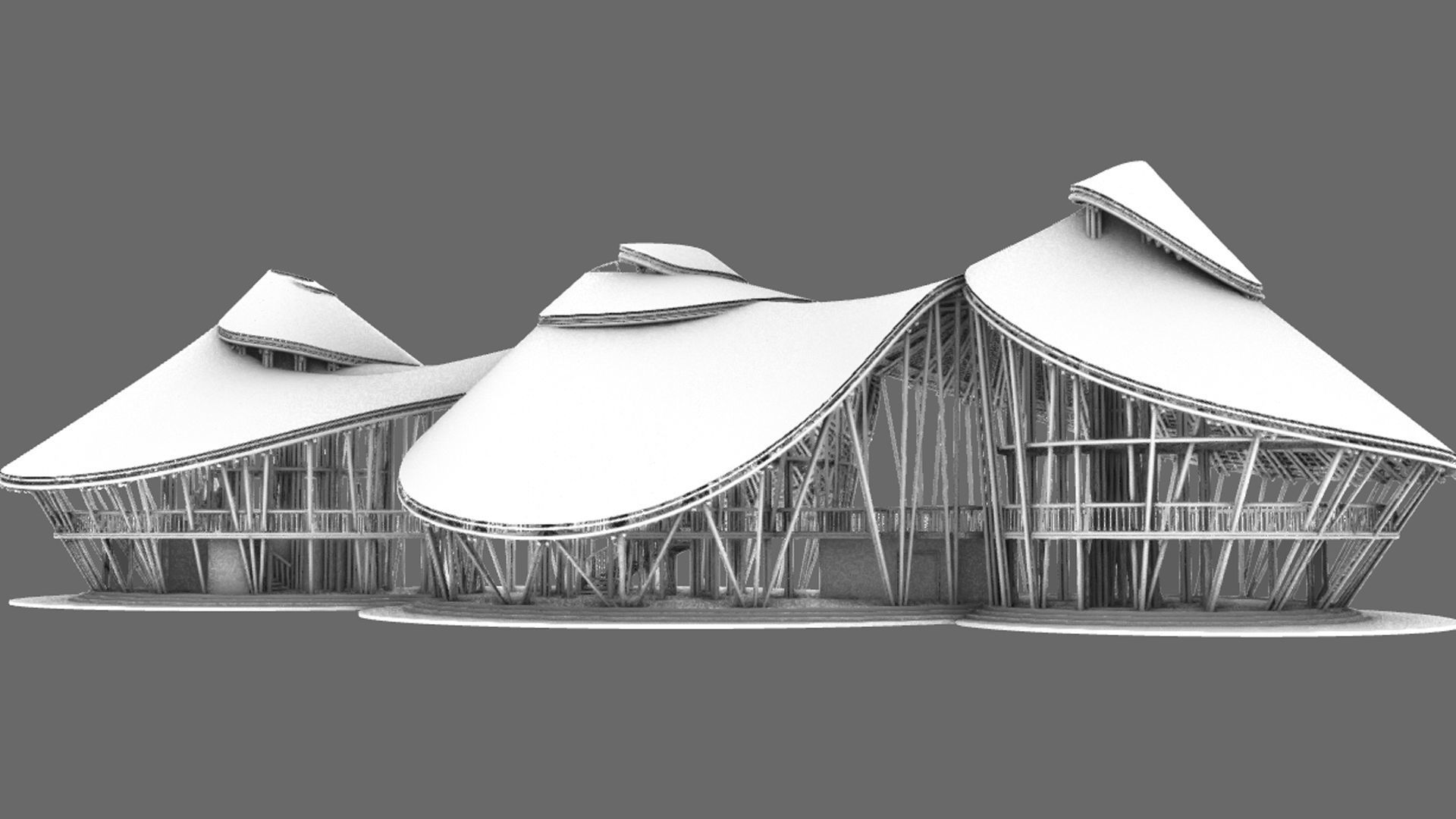bamboo architecture 3D model | CGTrader