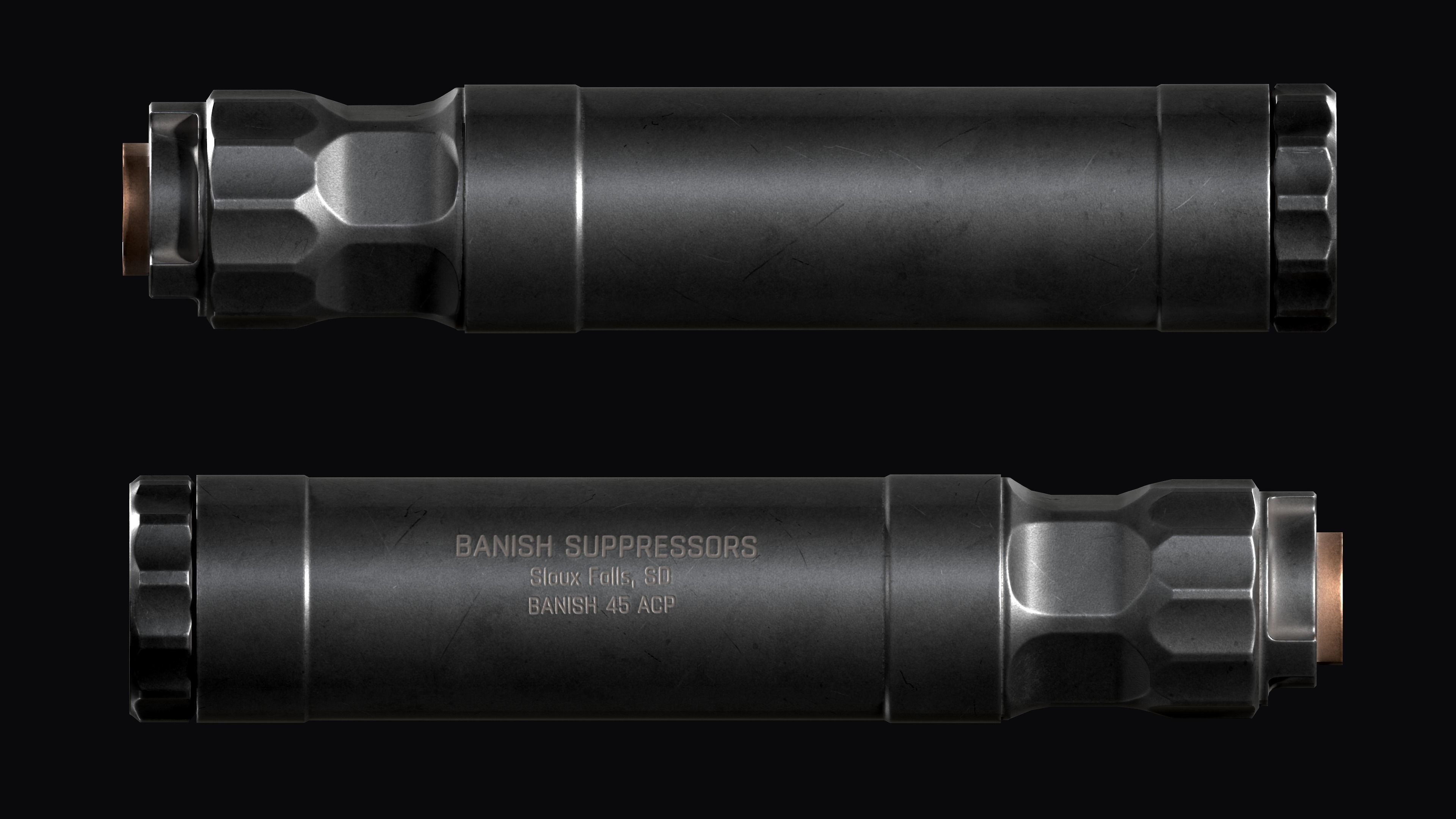 3D model Silencer BANISH 45 ACP 9x19 mm VR / AR / low-poly | CGTrader