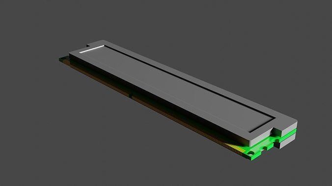 DDR 2 RAM DIMM memory with radiator free 3D model | CGTrader