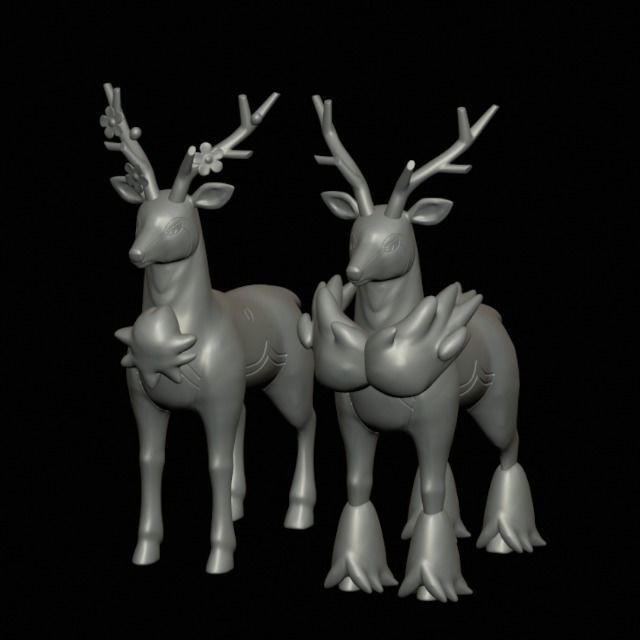 SAWSBUCK SPRING AND WINTER FORM - MEBUKIJIKA POKEMON 3D model 3D ...