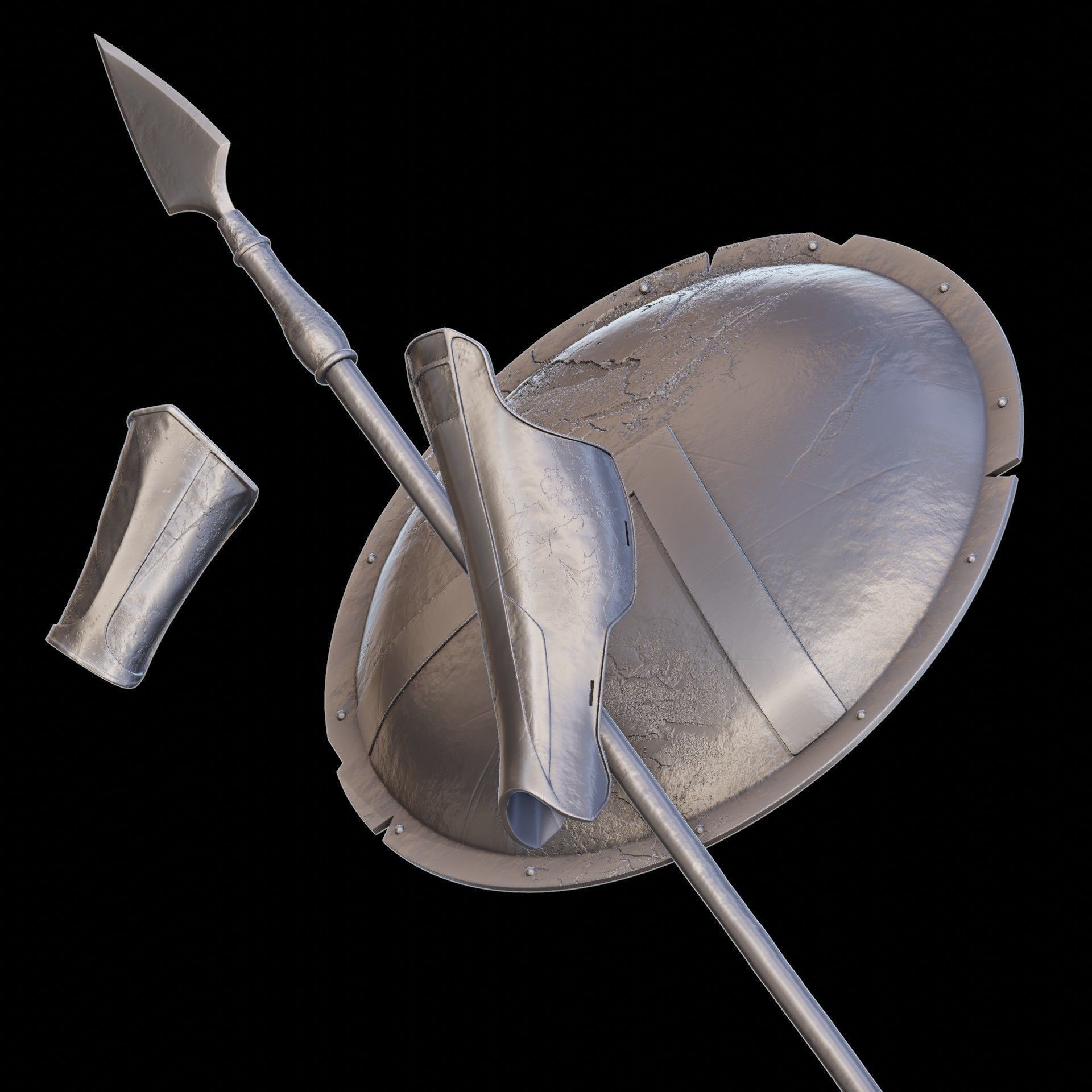 300 Movie Spartan Armor Shield and Spear Printable STL 3D model 3D ...