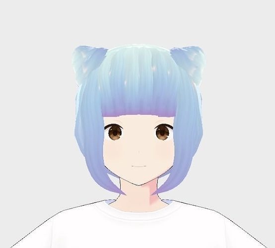 VRoid Custom Item Hair Preset Neko Buns 3D model | CGTrader