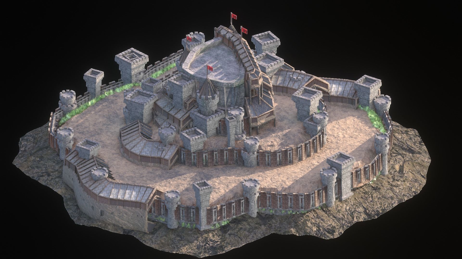 3D model Procedural Medieval Castle and Castle Generator Blender City VR / AR / low-poly | CGTrader