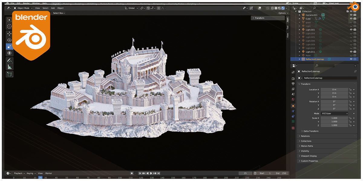 3D model Procedural Medieval Castle and Castle Generator Blender City VR / AR / low-poly | CGTrader