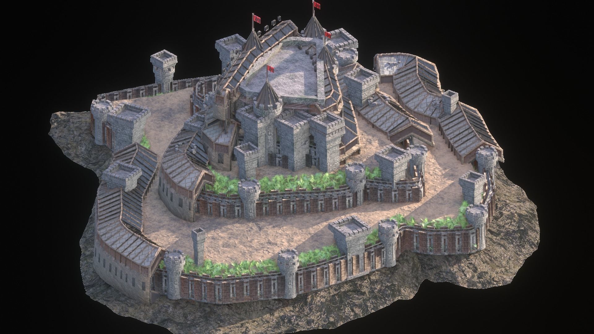 3D model Procedural Medieval Castle and Castle Generator Blender City VR / AR / low-poly | CGTrader