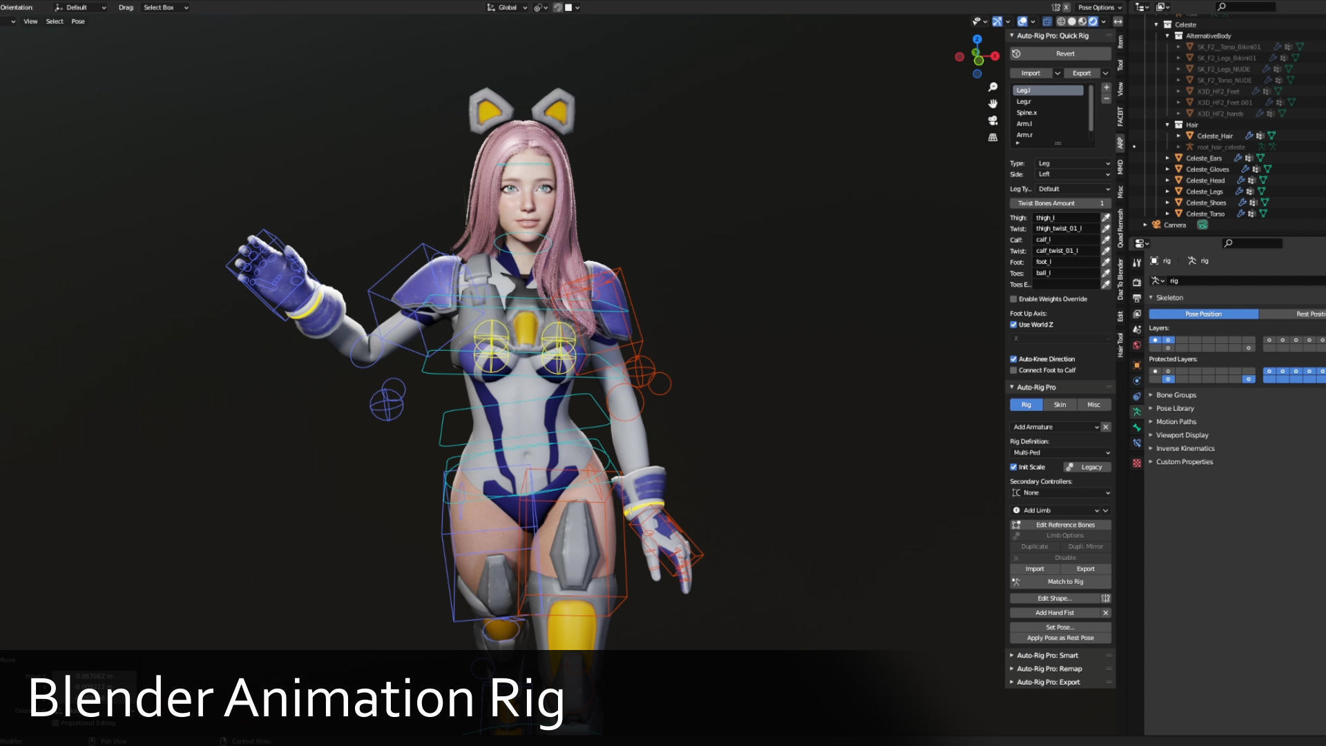 3D model F2 Cyber Girl Celeste - Rigged Animated Modular Game Character ...