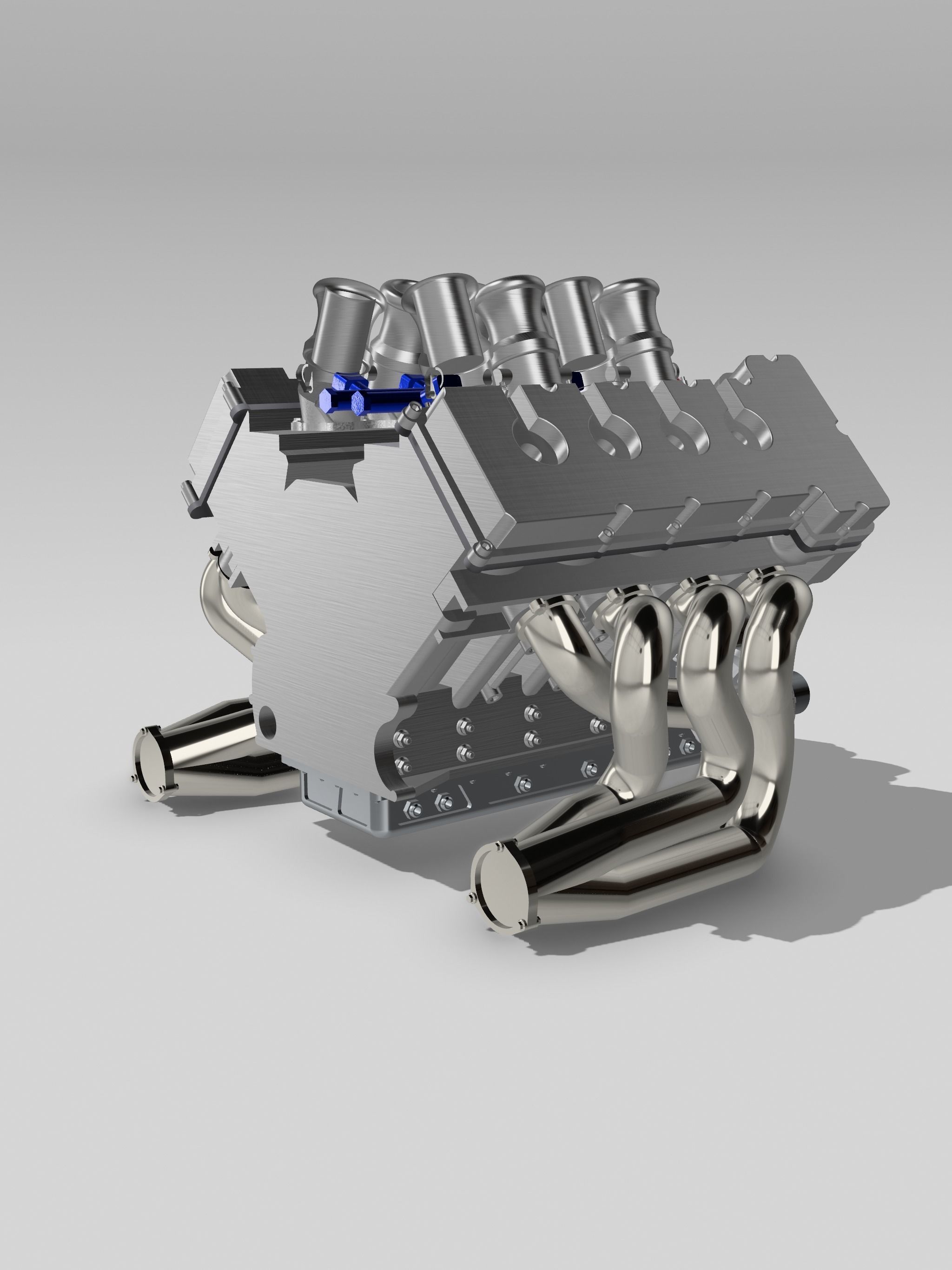 Billet Coyote Engine with 8 throttle ITBs intake 3D model 3D printable ...