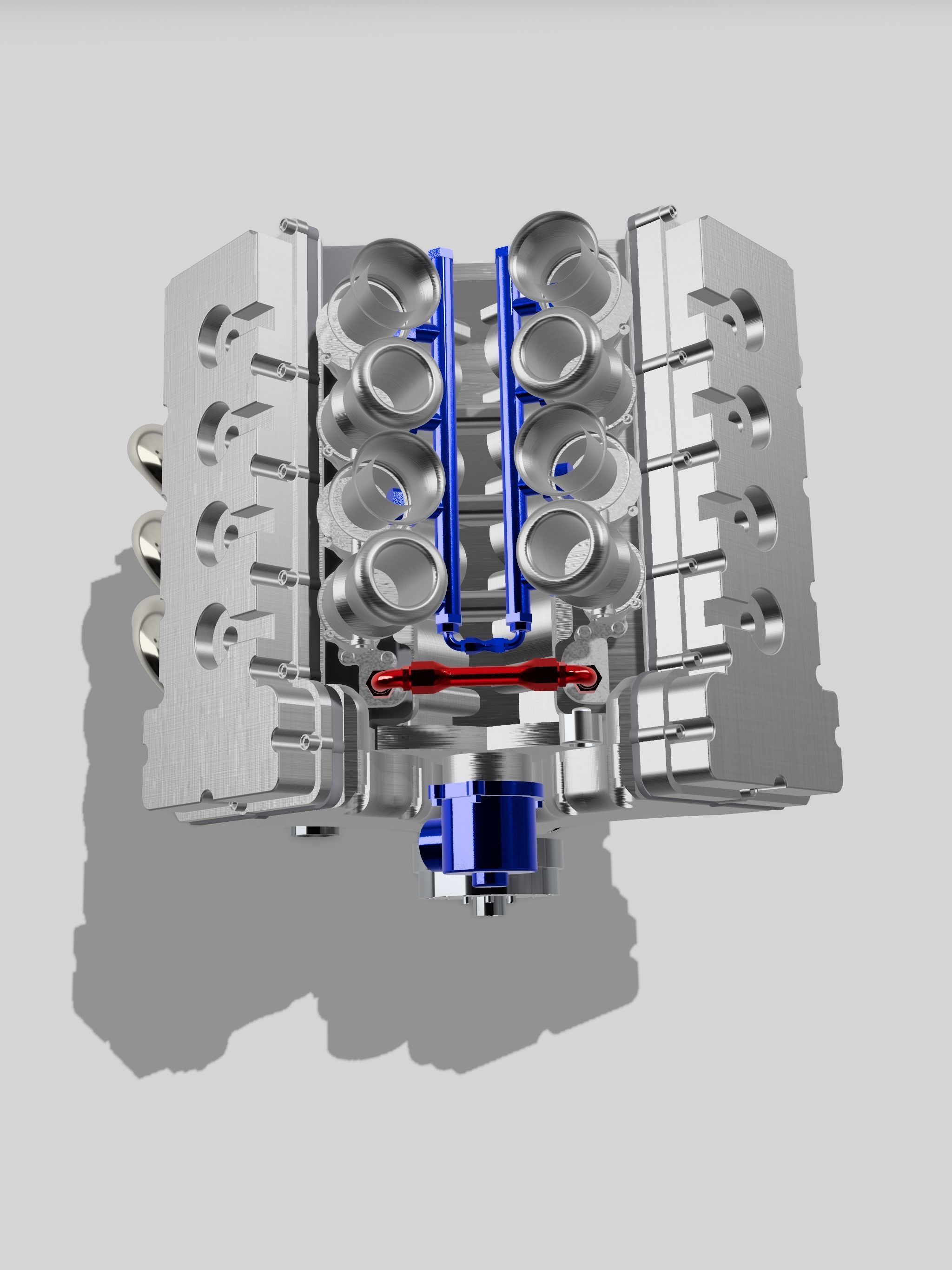 Billet Coyote Engine with 8 throttle ITBs intake 3D model 3D printable ...